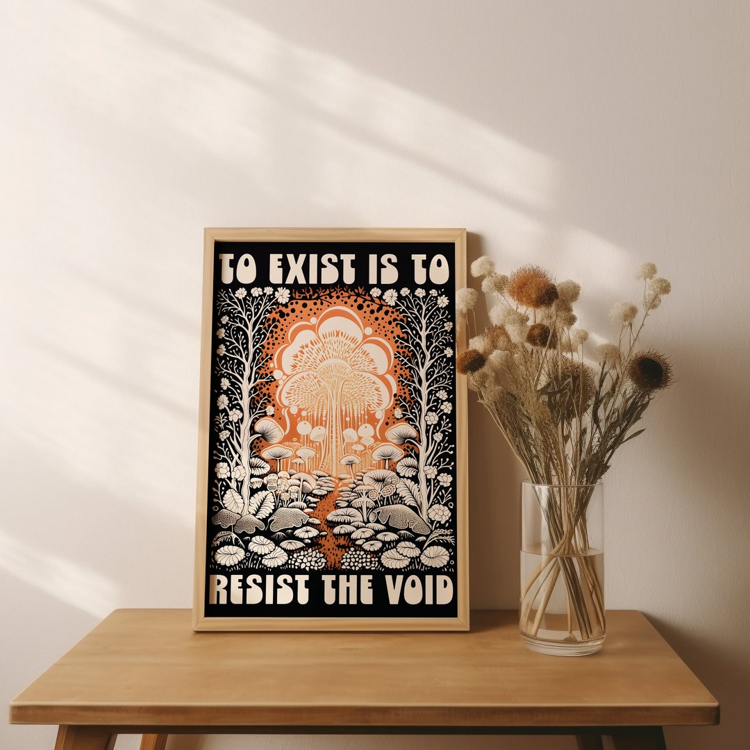Printable Exist to Resist Wall Art Illustration, Botanical Dopamine ...