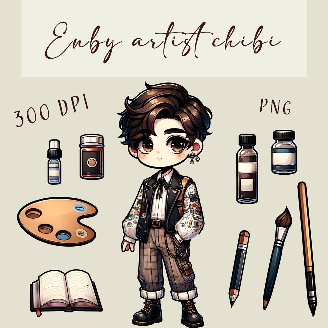 17 Chibi Enby Clip Art, Transgender Lbtq Chibi Precropped Stickers ...