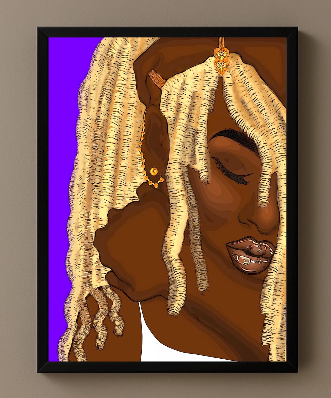 Black Woman With Blonde Locs Art: Vector Style Salon Print (digital ...