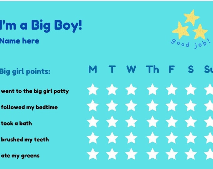 Printable PDF Reward Chart - Personalised Instant Download- Kid's ...