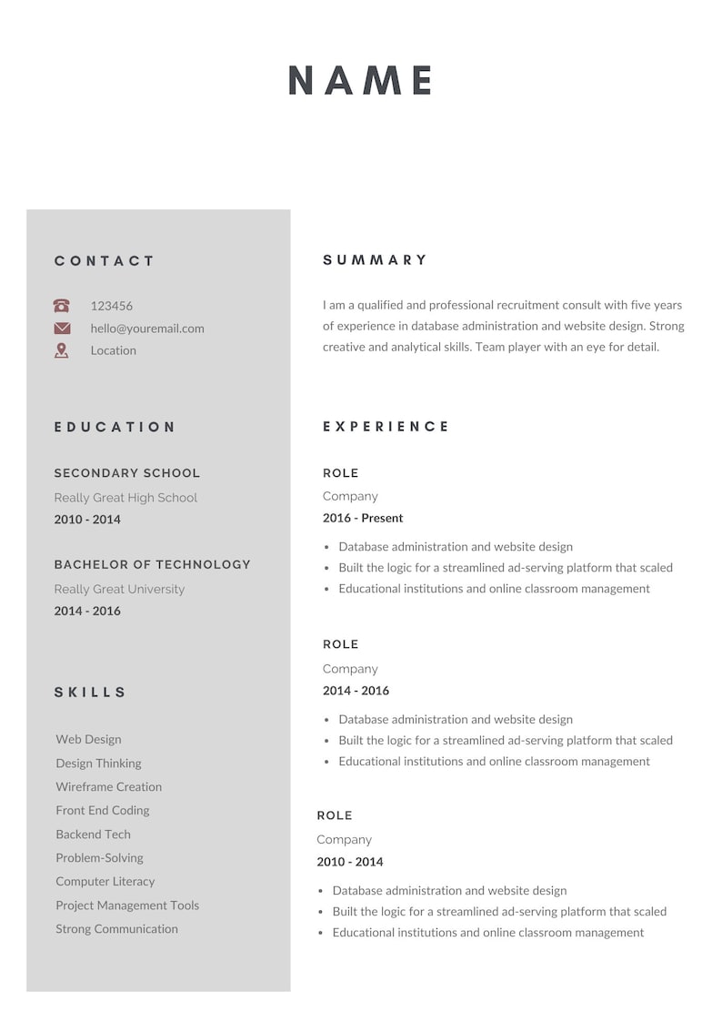 Editable CV Template - Etsy