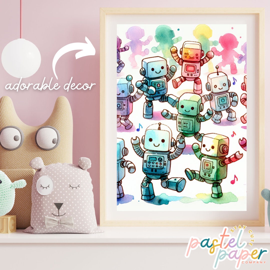 Dancing Robots Digital Wall Art for Kids | Fun Kids Room Decor | Home ...