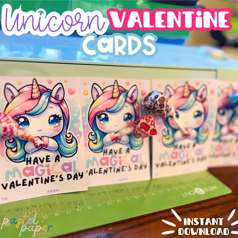 Unicorn Valentine Cards | Printable Valentines for Class | Instant ...