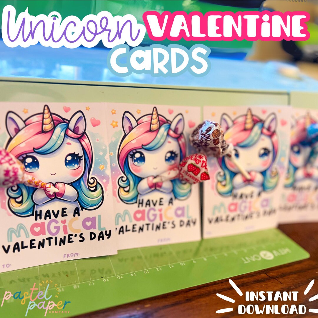 Unicorn Valentine Cards | Printable Valentines for Class | Instant ...