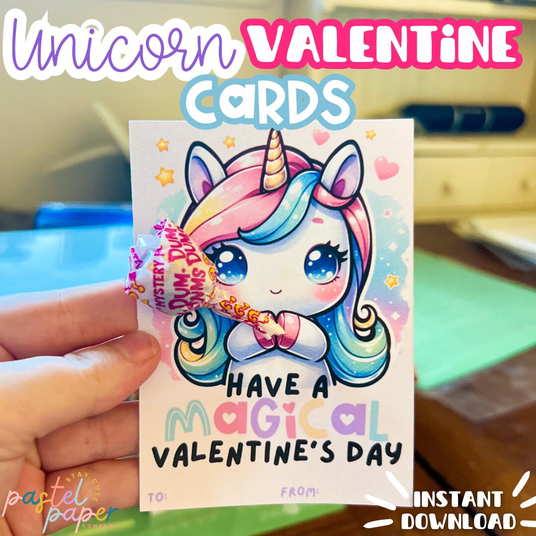 Unicorn Valentine Cards Printable Valentines for Class Instant Download ...