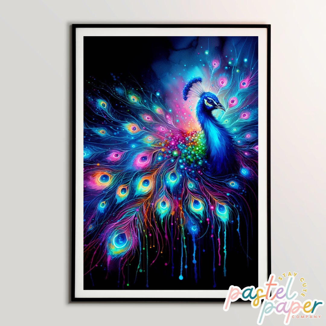 Peacock Wall Art Peacock Illustration Peacock Physical Art Prints Peacock Home Decor Maximalist