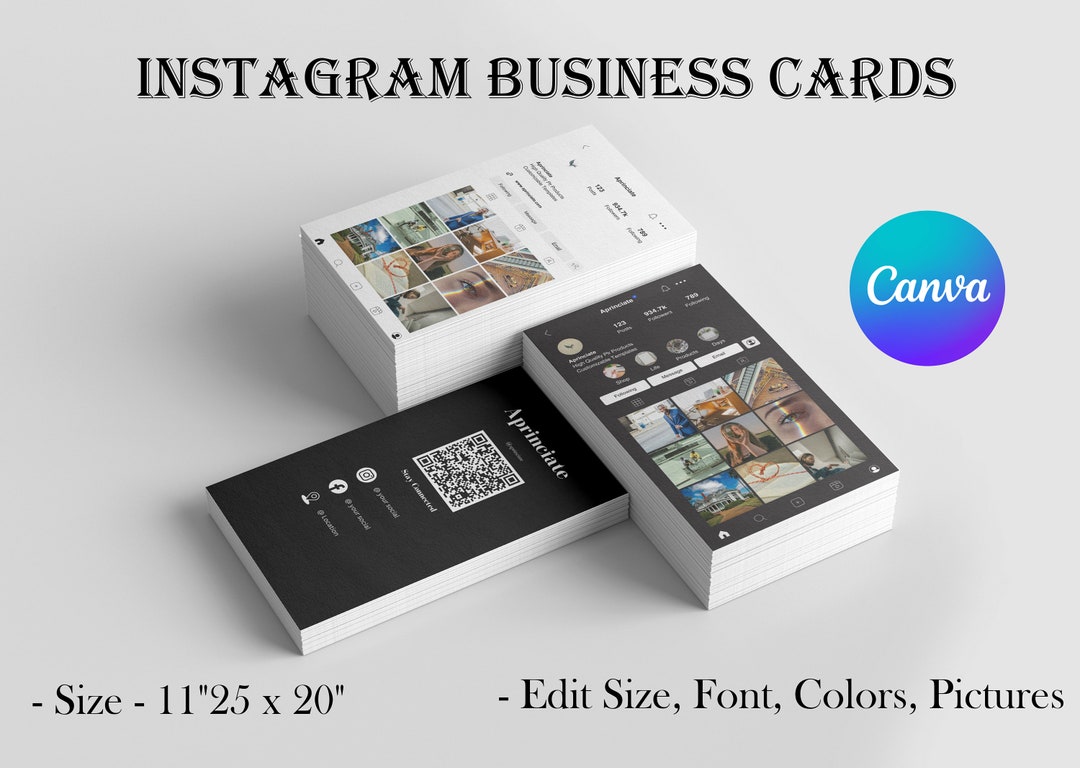 Editable Instagram Business Cards Template, Beauty Business Card, QR ...