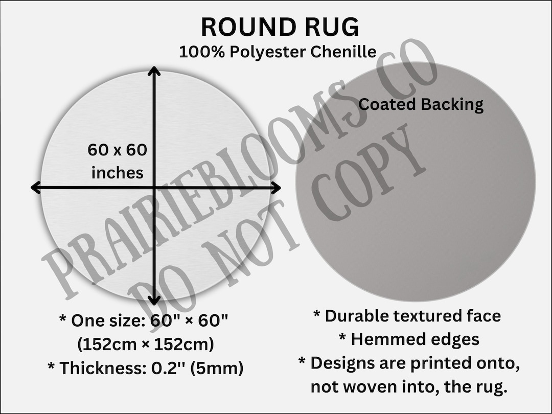 60" Round Rug Information Chart Mockup (digital Download) - Etsy