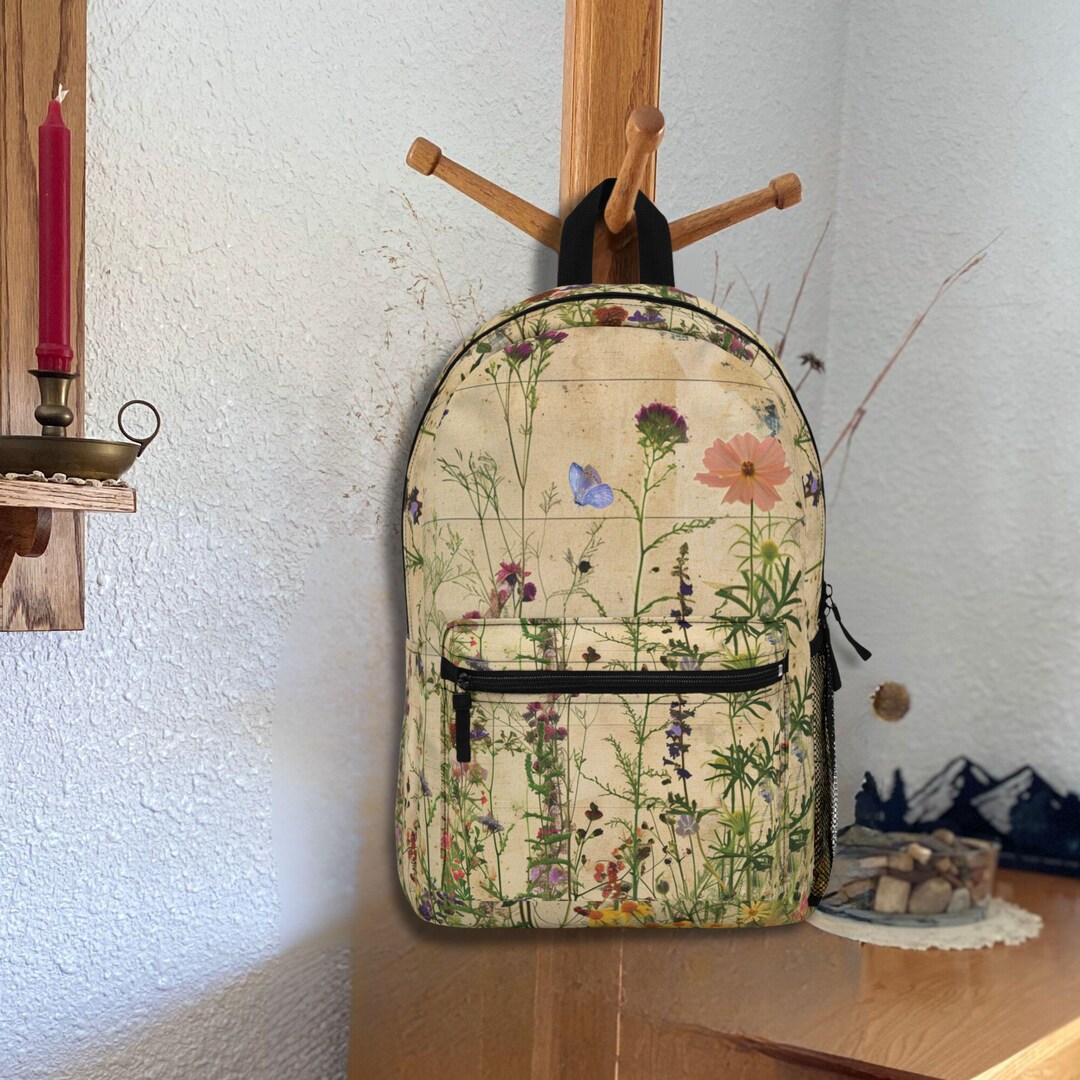 Backpack With Pretty Wildflower Garden Design - Floral School Bag ...