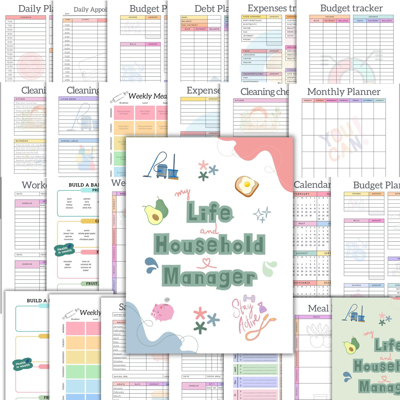Printable Home Management Planner: Household Organizer Bundle (PDF ...