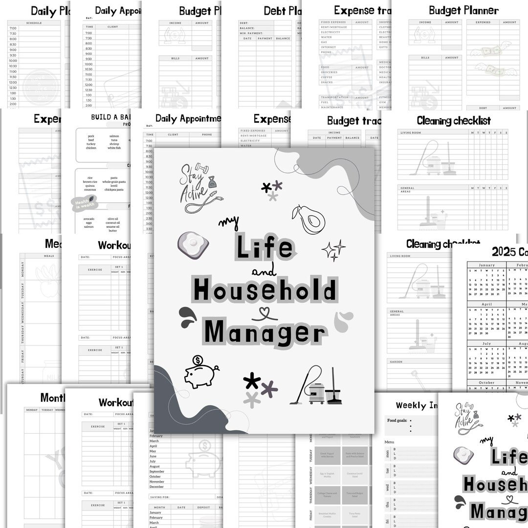 Printable Simple Home Management Binder Household Life Planner Insert ...