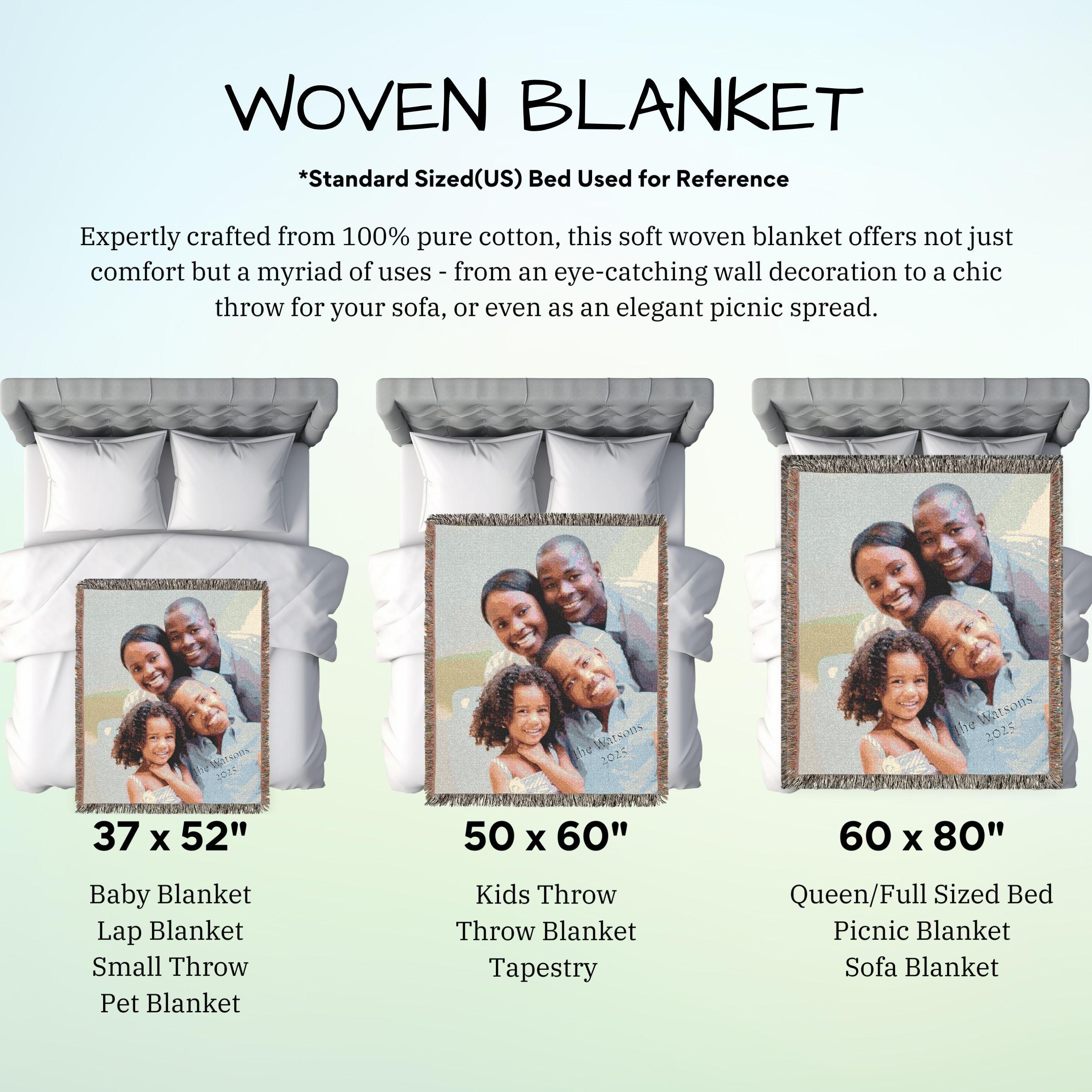 Personalized Woven Blanket With Photo, Names, and Date - Customizable ...