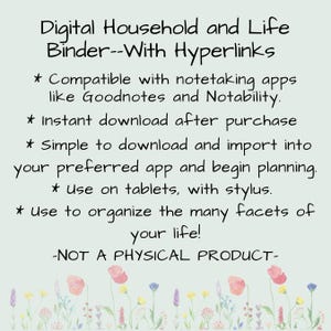Digital Hyperlinked Home Management Binder Digital Household Life ...