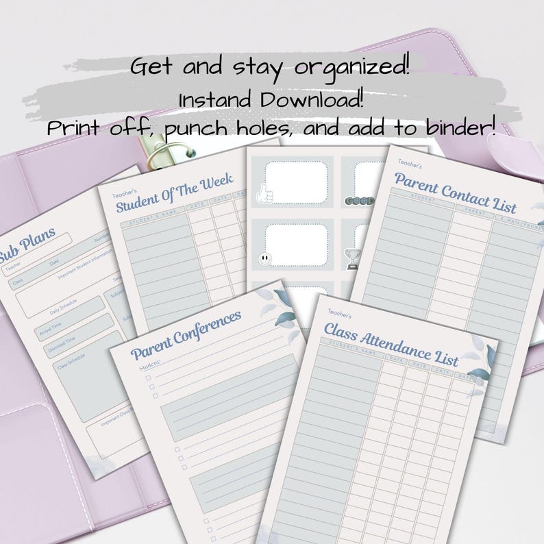 Printable Teacher Planner Bundle: Classroom Organization Binder (A4, A5 ...
