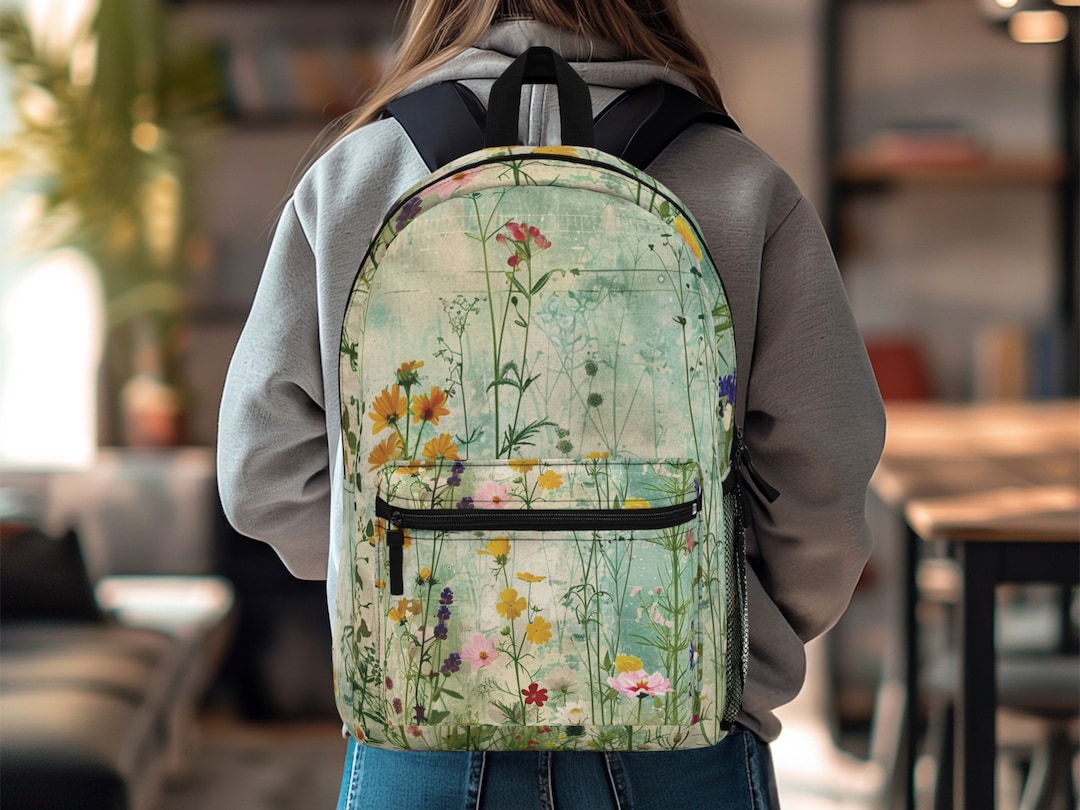 Boho Floral Laptop Backpack: Cottagecore Travel Bag - Etsy