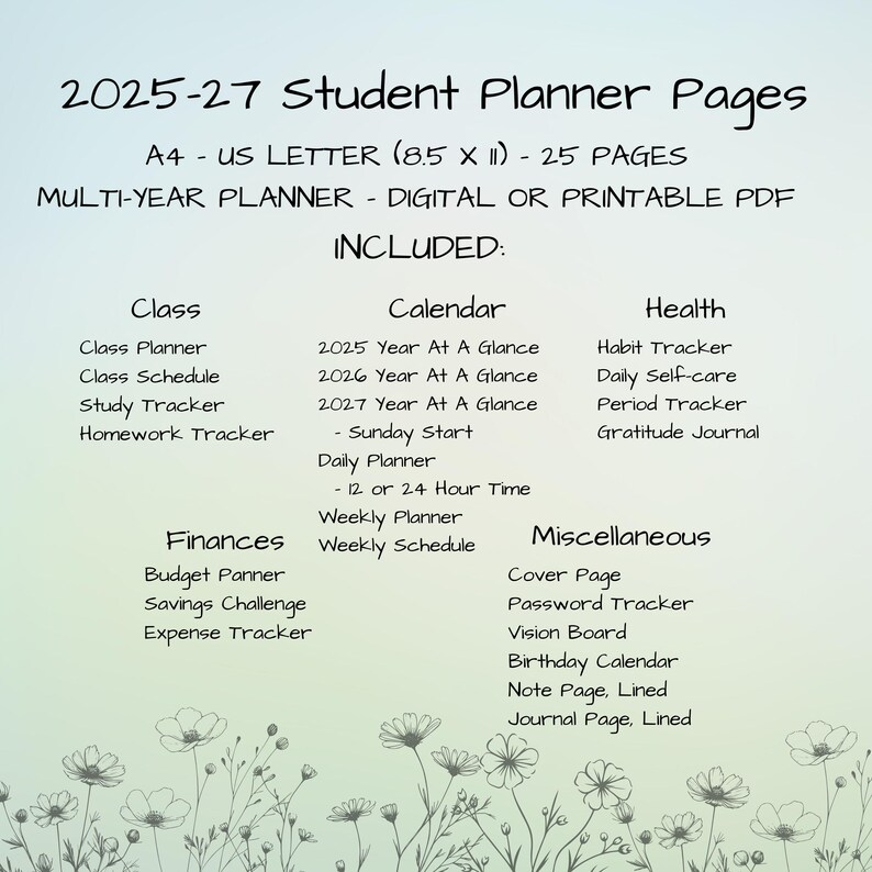 2025-2026-2027 Student Planner: High School, College Life Organizer ...