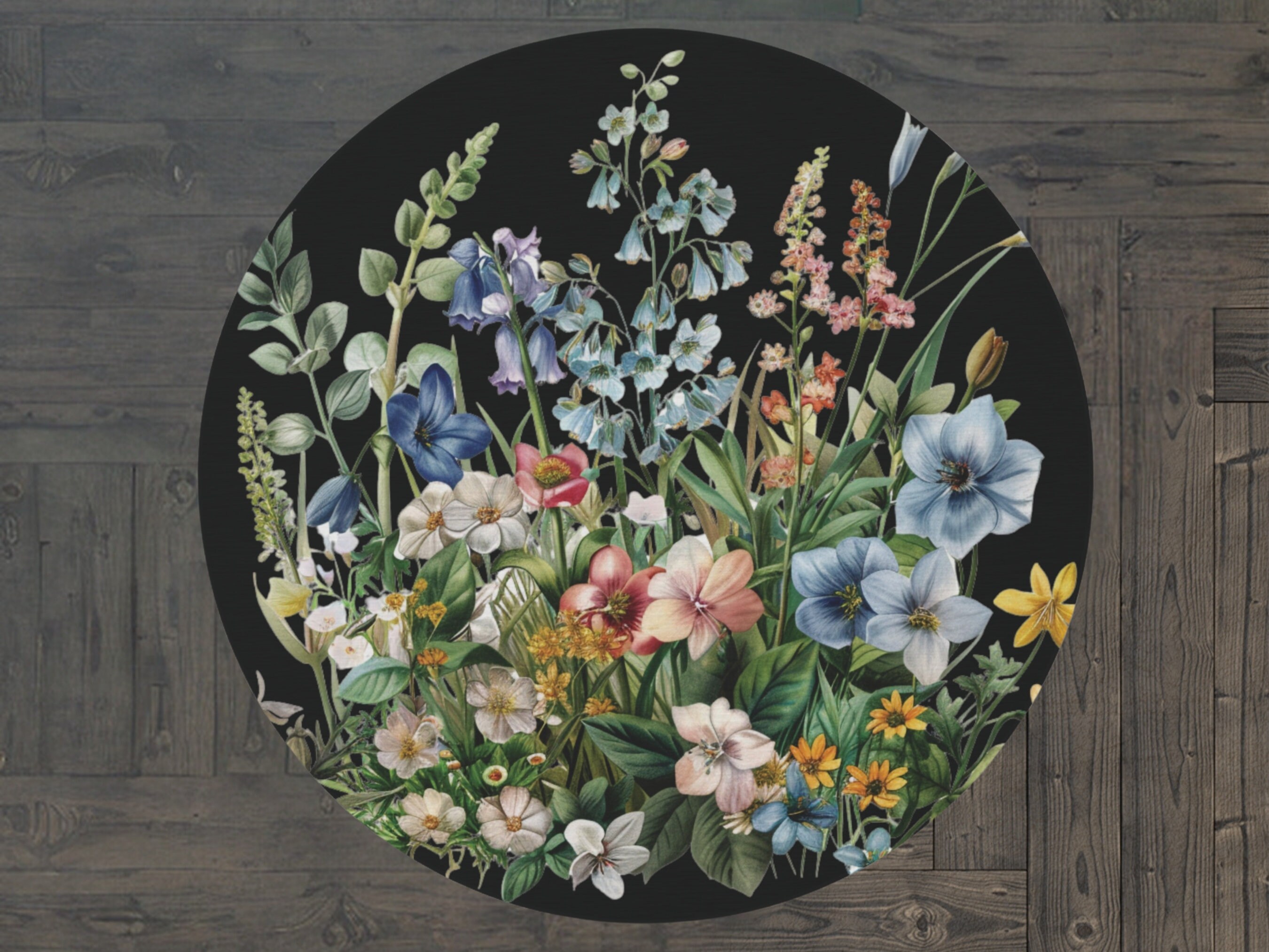 Cottagecore Flower Rug, Botanical Round Rug for Bathroom Bedroom or ...