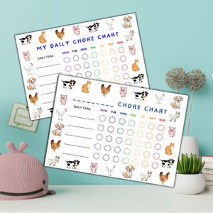 Printable Animal Chore Chart: Custom Daily Tasks for Kids (PDF) - Etsy