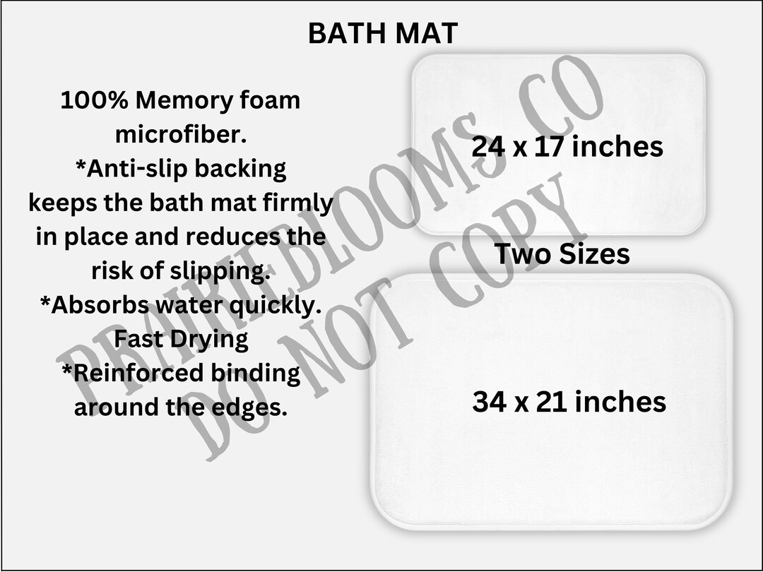 Microfiber Bath Mat Chart Mockup: 2 Sizes (digital Download) - Etsy