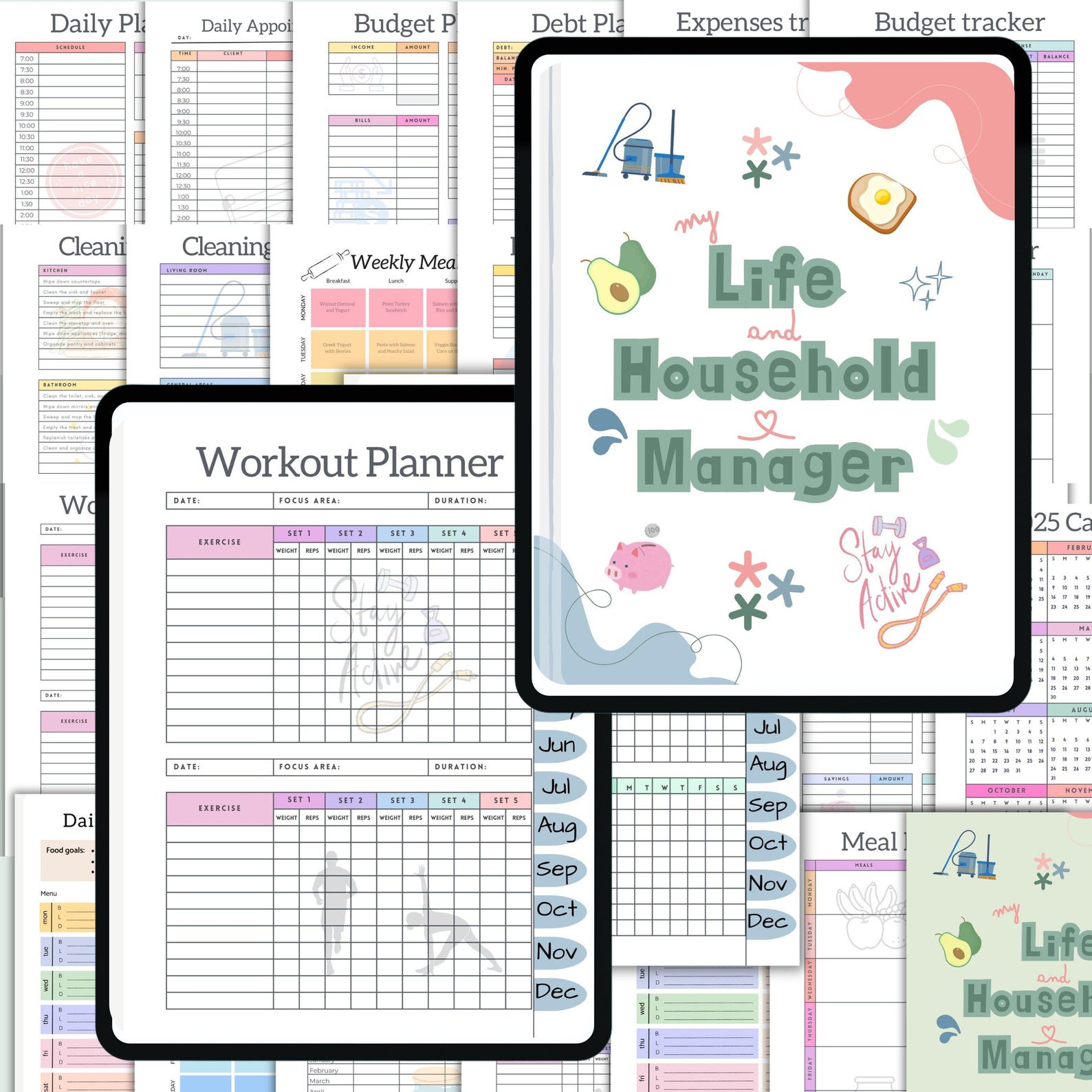 Digital Hyperlinked Home Management Binder Digital Household Life ...