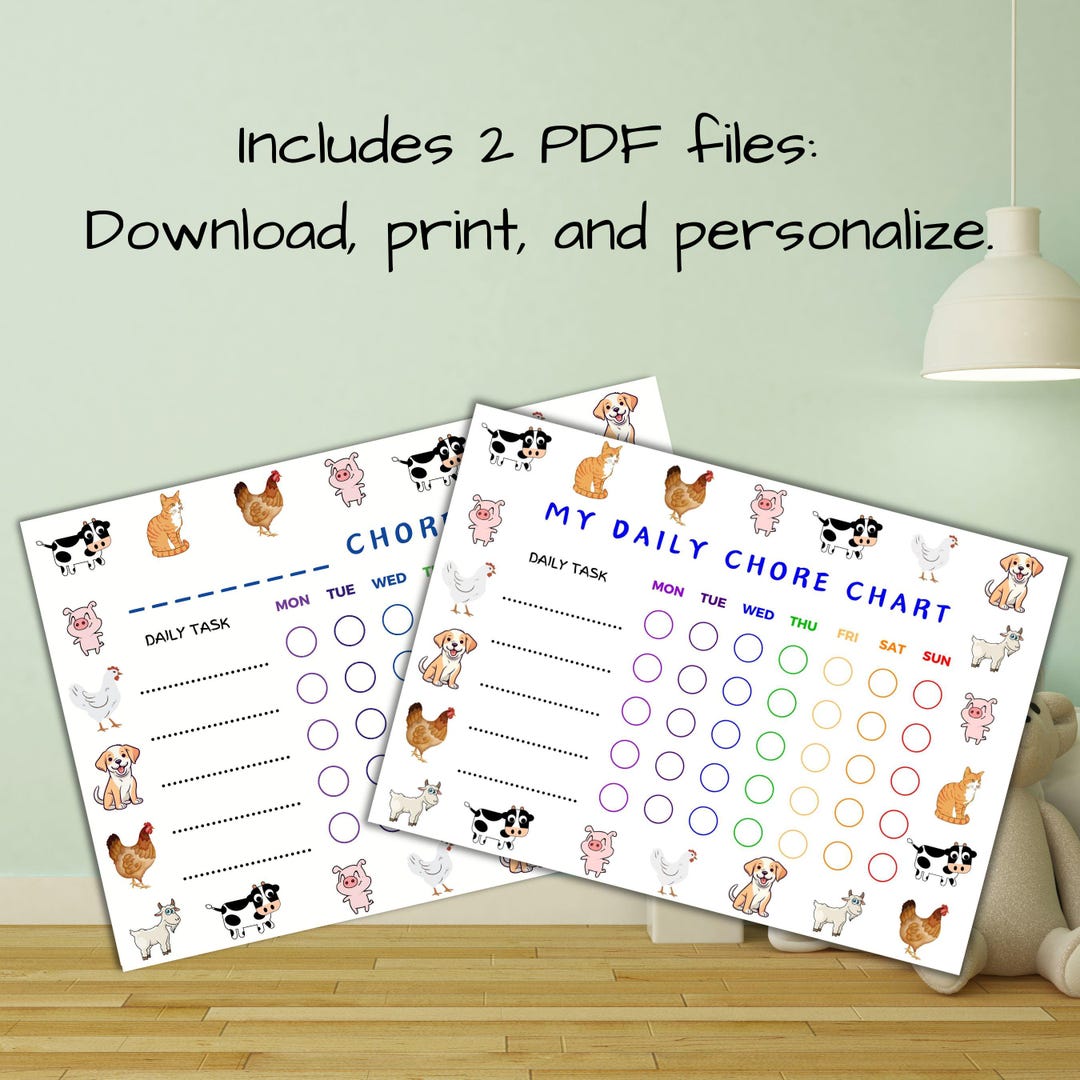 Printable Animal Chore Chart: Custom Daily Tasks for Kids (PDF) - Etsy
