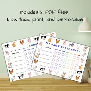 Printable Animal Chore Chart: Custom Daily Tasks for Kids (PDF) - Etsy