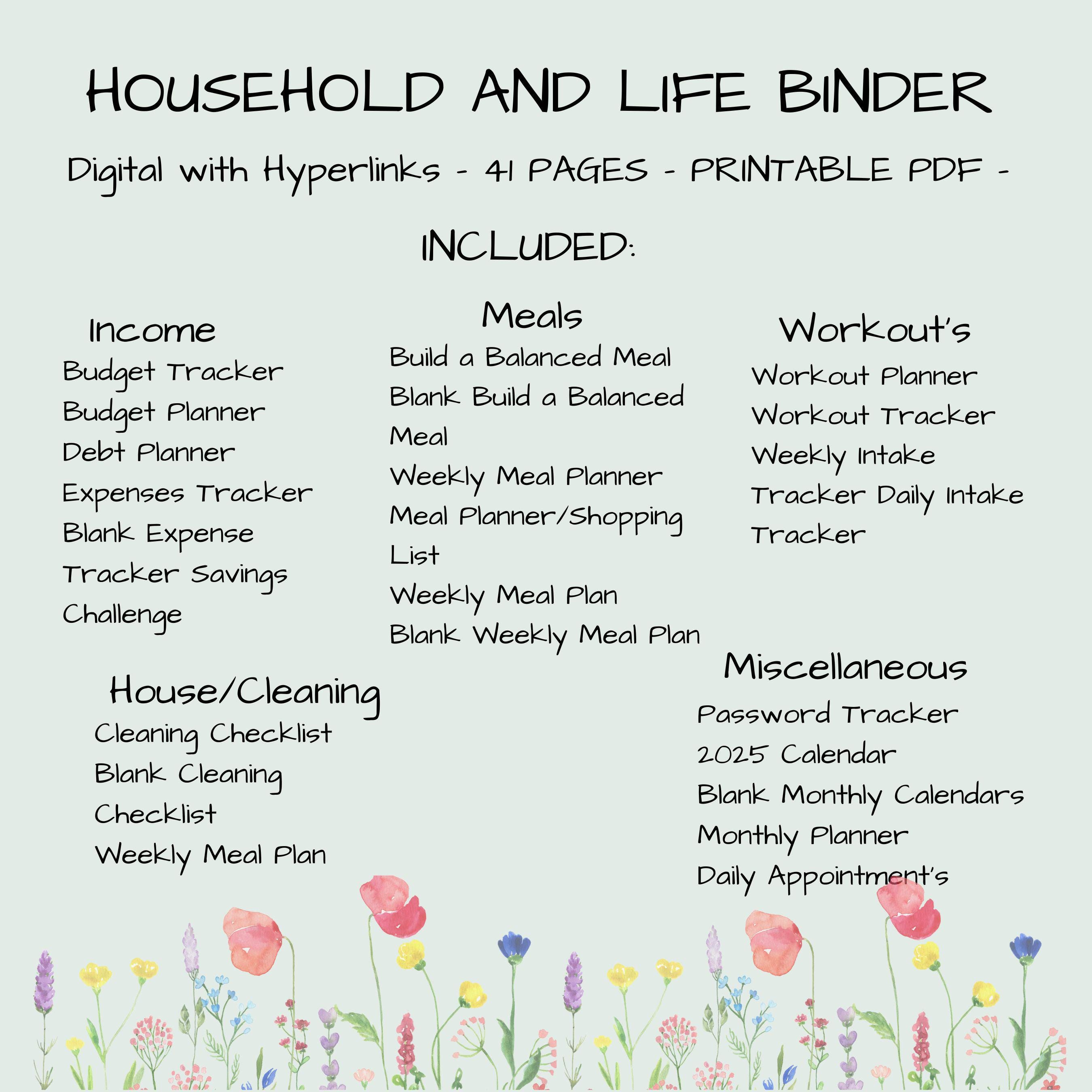 Digital Hyperlinked Home Management Binder Digital Household Life ...