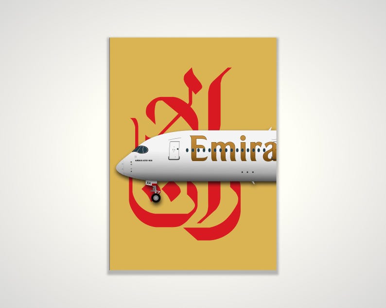 Aviation Poster, Emirates Airbus A350 Matte Poster for Collectors and ...