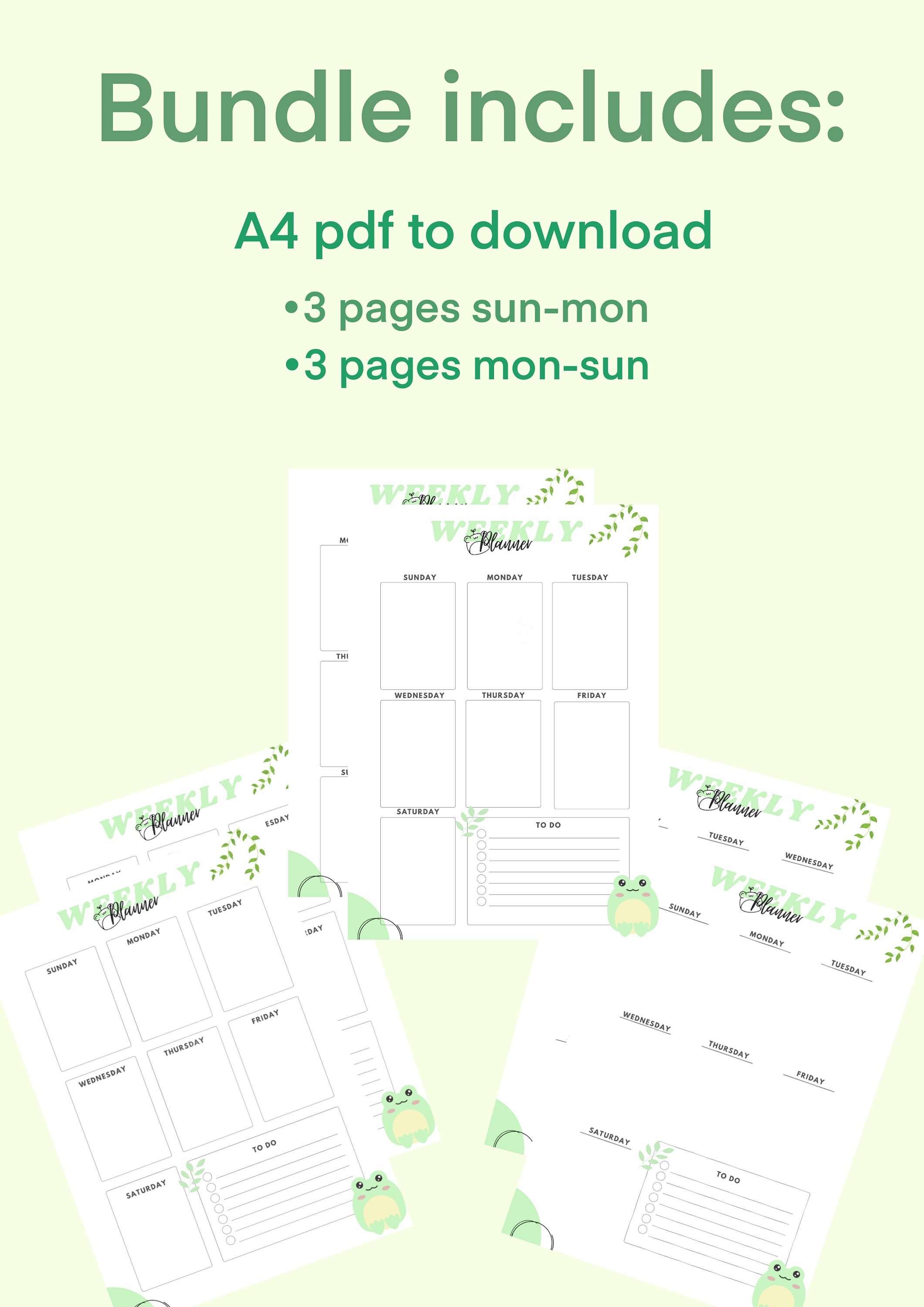 Frog Weekly Planner Printable Planner Frog Design Week Agenda Weekly ...