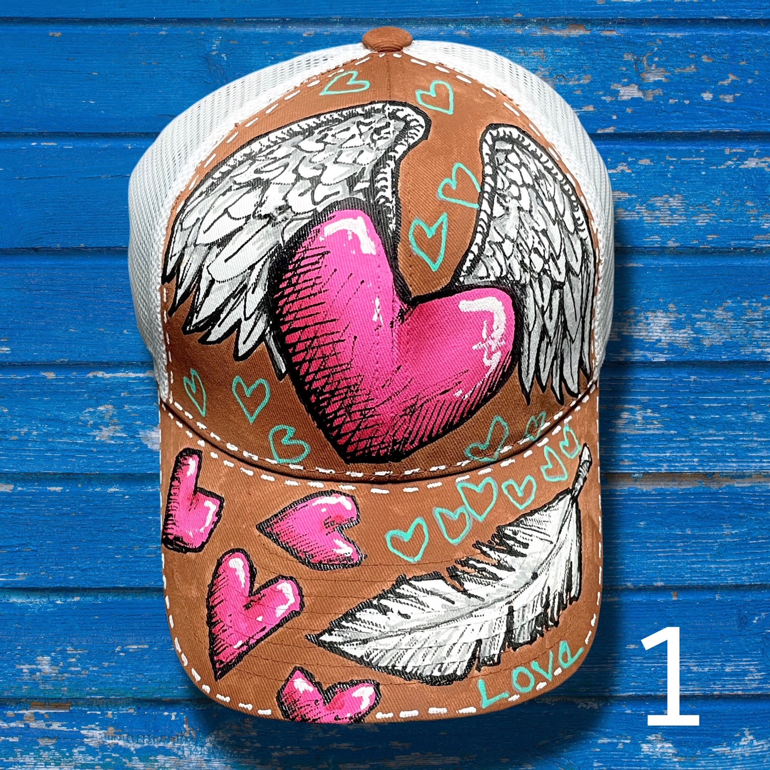 HAND PAINTED HAT, Cap, Baseball Cap, Hand Painted Cap, Trucker Hat ...