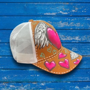 HAND PAINTED HAT, Cap, Baseball Cap, Hand Painted Cap, Trucker Hat ...