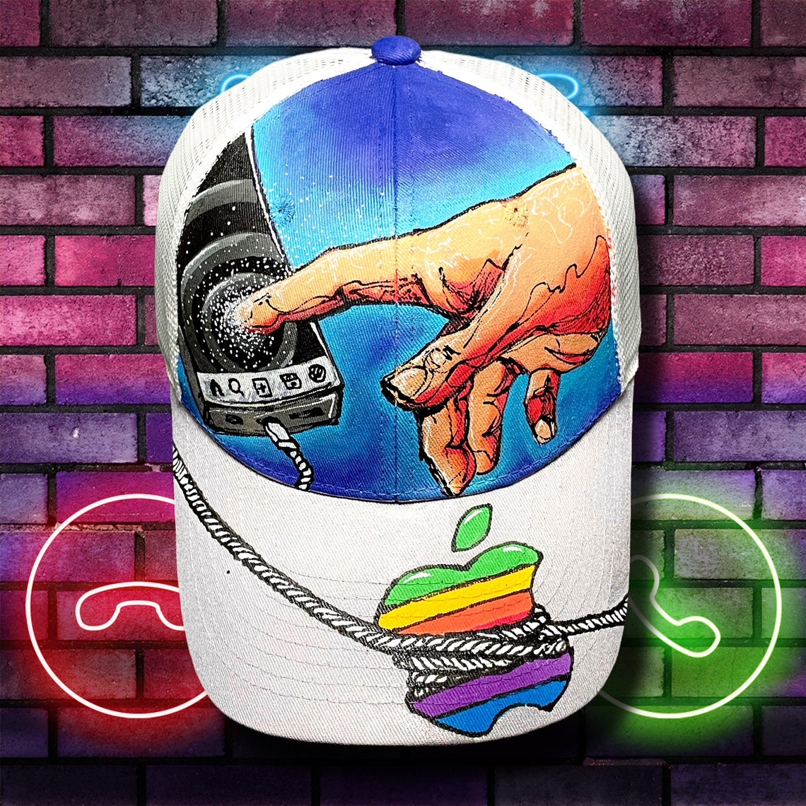 HAND PAINTED HAT. Tech Life, Iphone, Phone, Cap, Hat, Cap, Baseball Cap ...