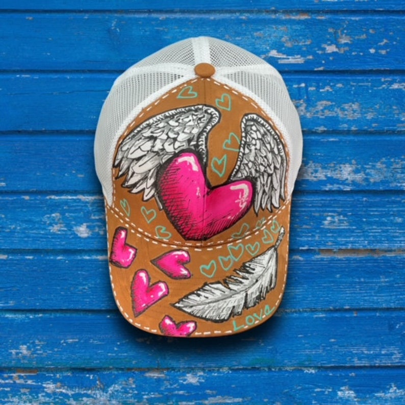 HAND PAINTED HAT, Cap, Baseball Cap, Hand Painted Cap, Trucker Hat ...