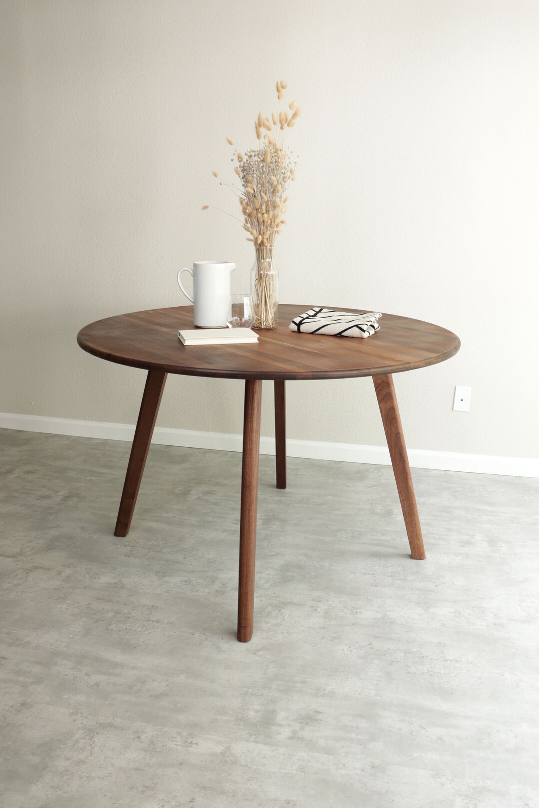 Midcentury Modern Round Dining Table | Solid Walnut Dining Table ...