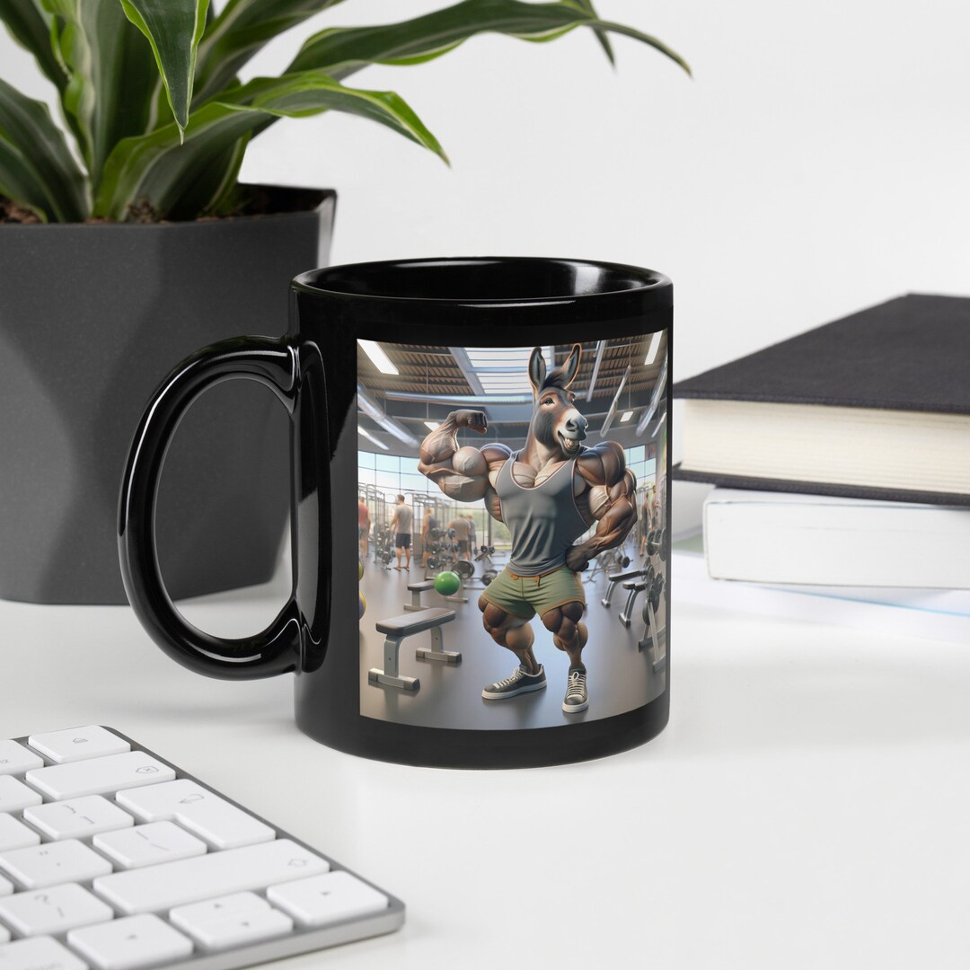 Bodybuilderass: the Muscular Donkey Black Glossy Mug - Etsy