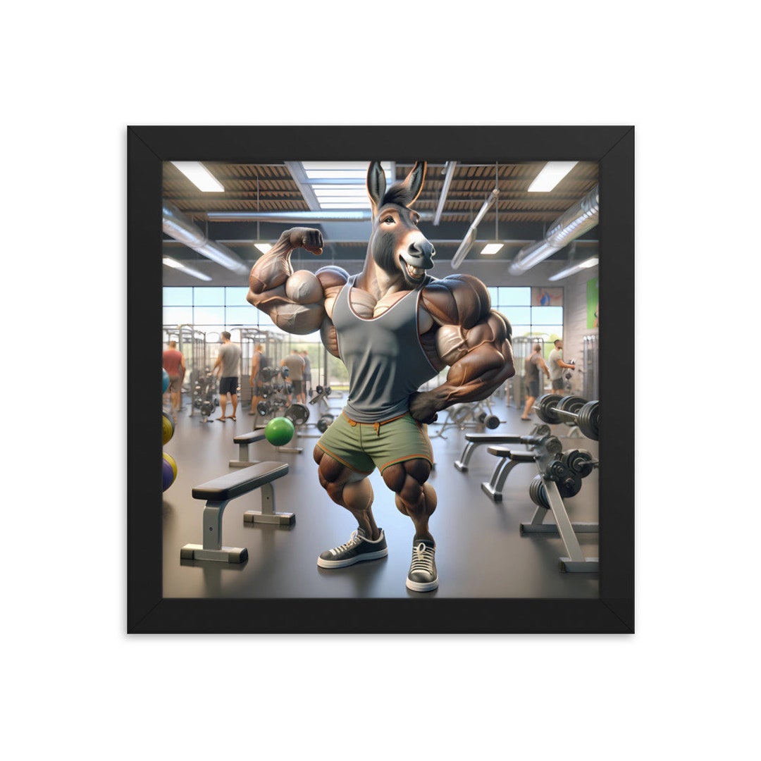 Bodybuilderass: "the Muscular Donkey" Framed Poster - Etsy