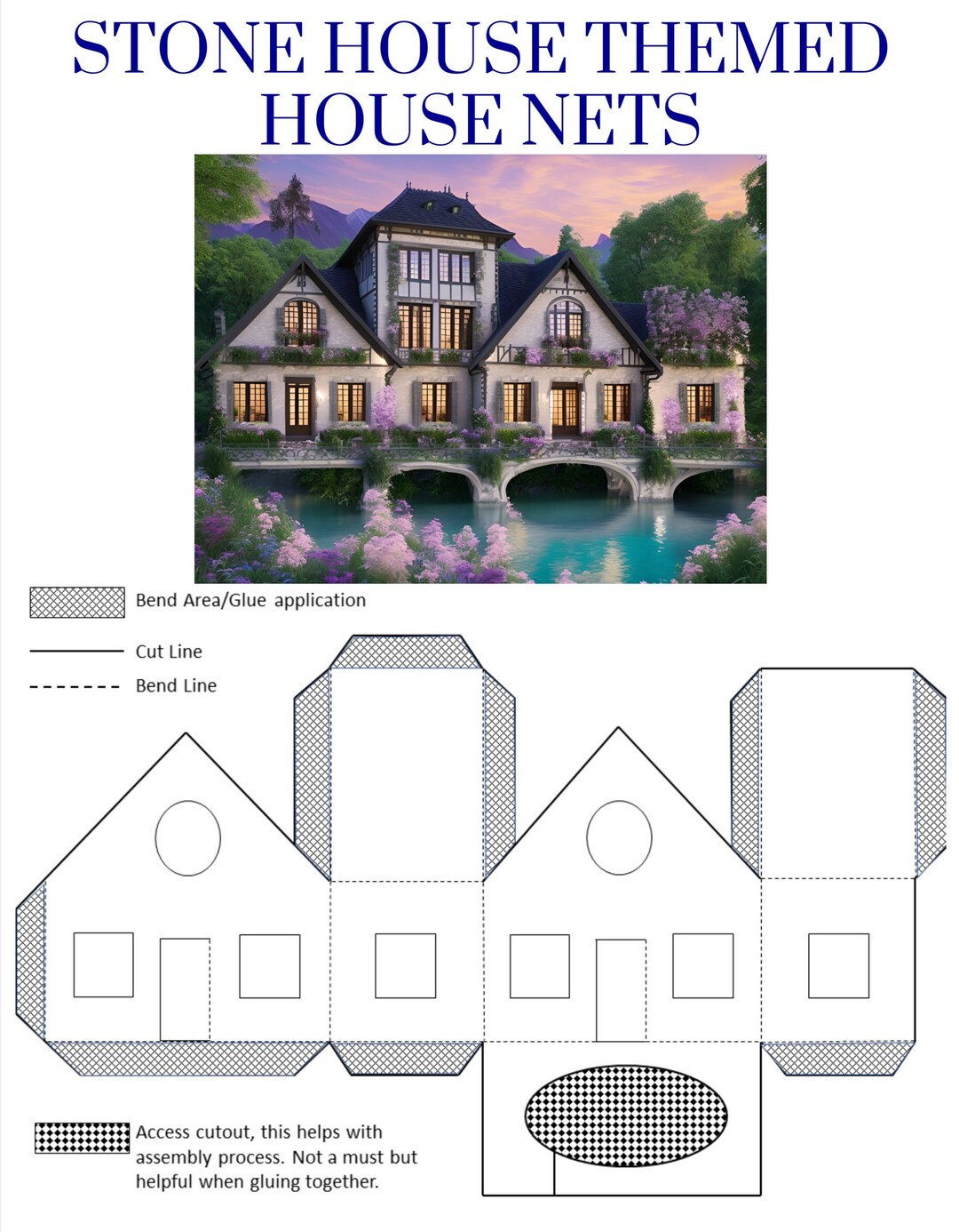 Miniature Stone House Printable House Nets Set of 10 Mini Houses for ...