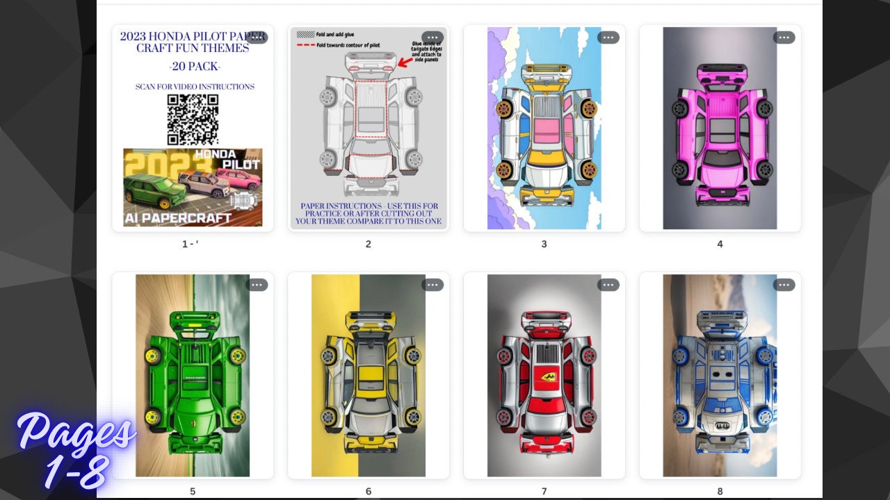 2023 Honda Pilot Papercraft 20 Pack With Unique AI Themes Paper Art ...