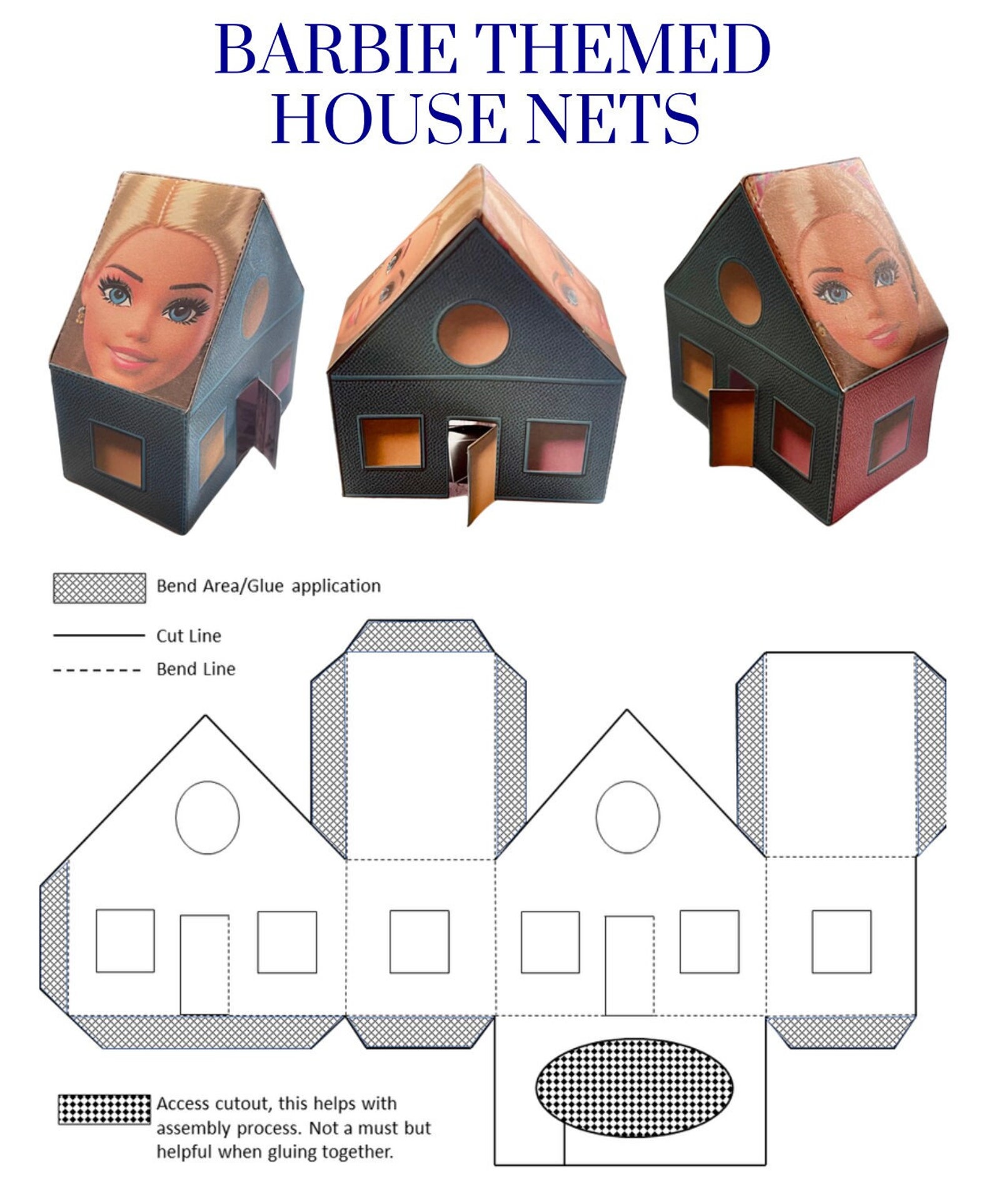 Miniature Barbie Doll House Printable House Nets - Set of 10 Mini ...