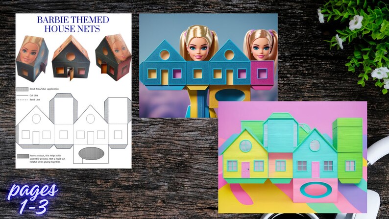 Miniature Barbie Doll House Printable House Nets - Set of 10 Mini ...