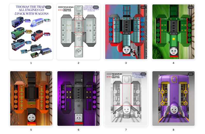 Thomas and Friends ALL Engines Go Papercraft (5 Pack With Wagons) With ...
