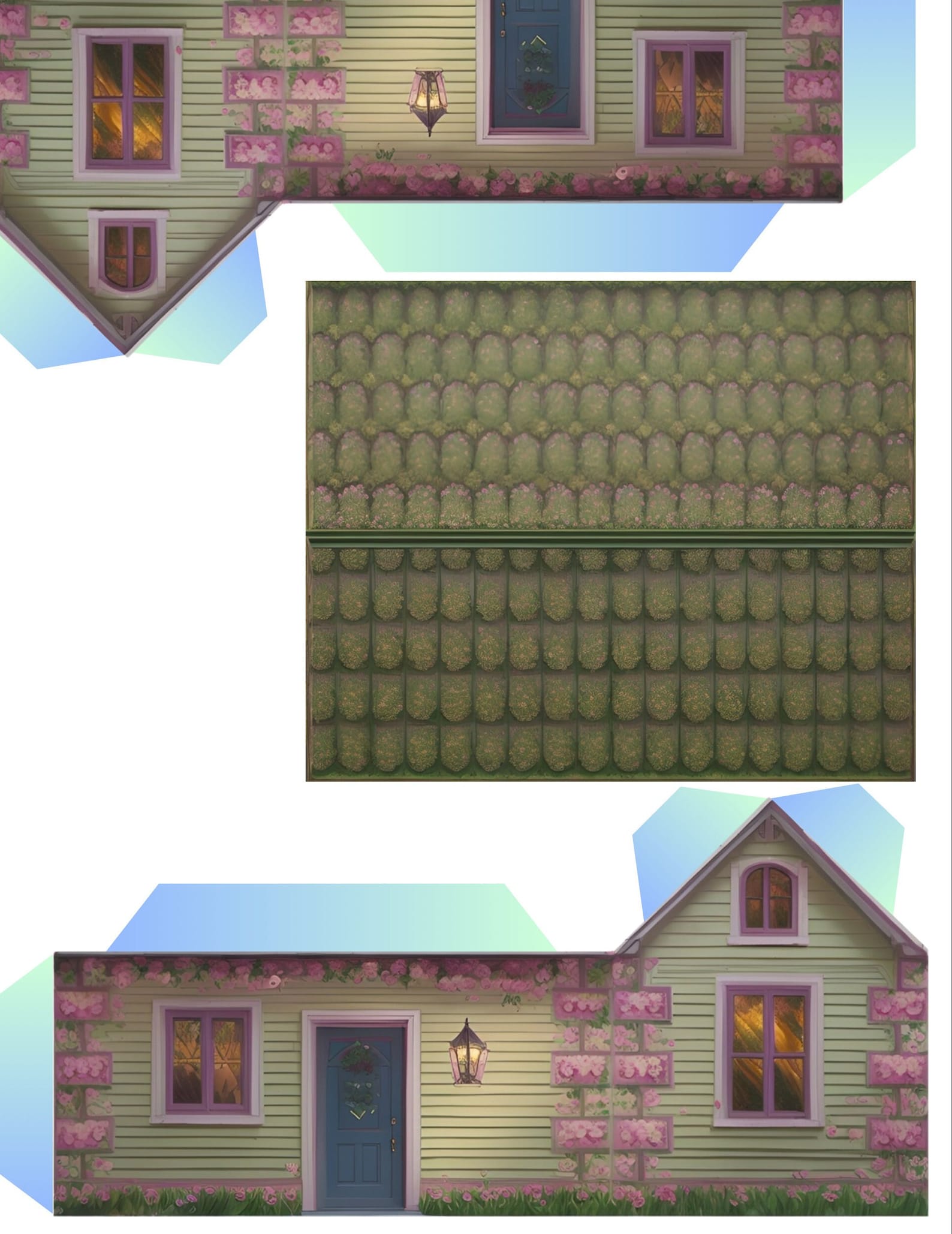 Miniature Spring/easter Themed House Printable House Nets - Set of 5 ...