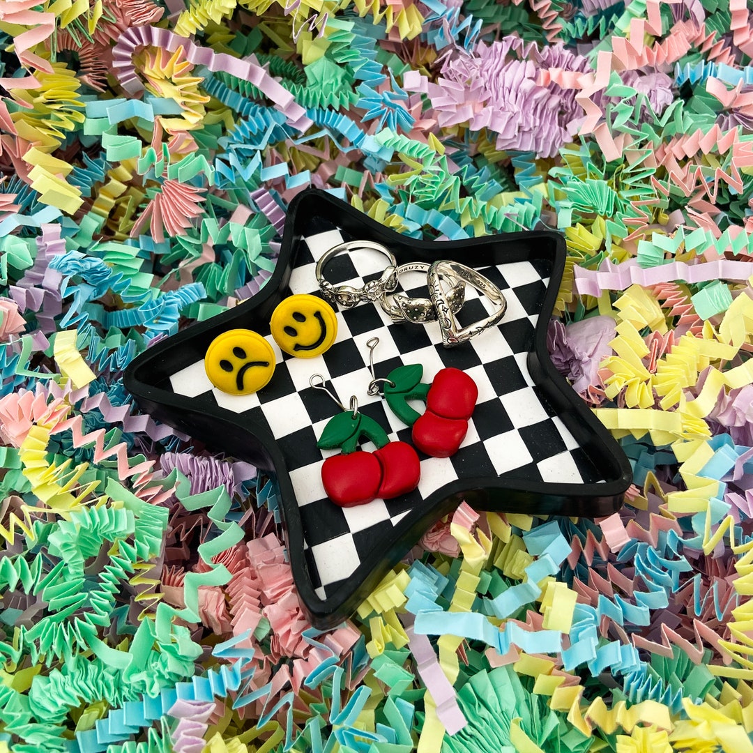 Checkerboard Trinket Dish Handmade Polymer Clay Decor Customisable and ...