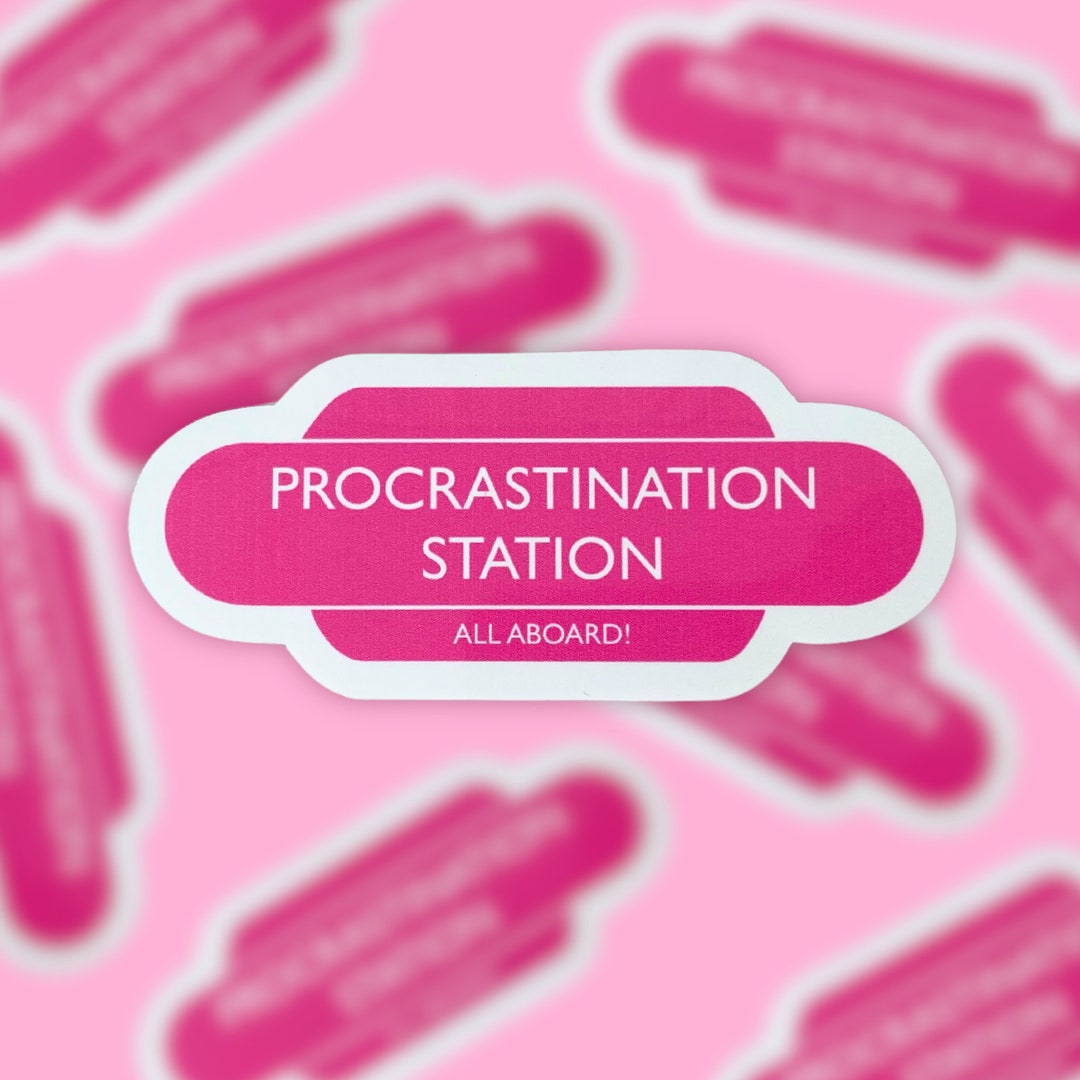 Procrastination Station Sticker | Funny Pun Sticker | Glossy Vinyl ...