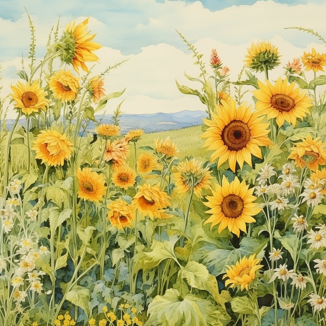 Digital Art, Digital,elegant Vintage Sunflower Portraits, JPEG, Vintage ...