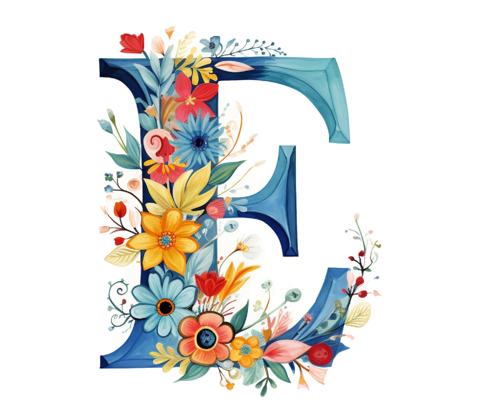 Letter E, Flowers, Beautiful Alphabet E, Alphabet, PDF, Digital Letters ...