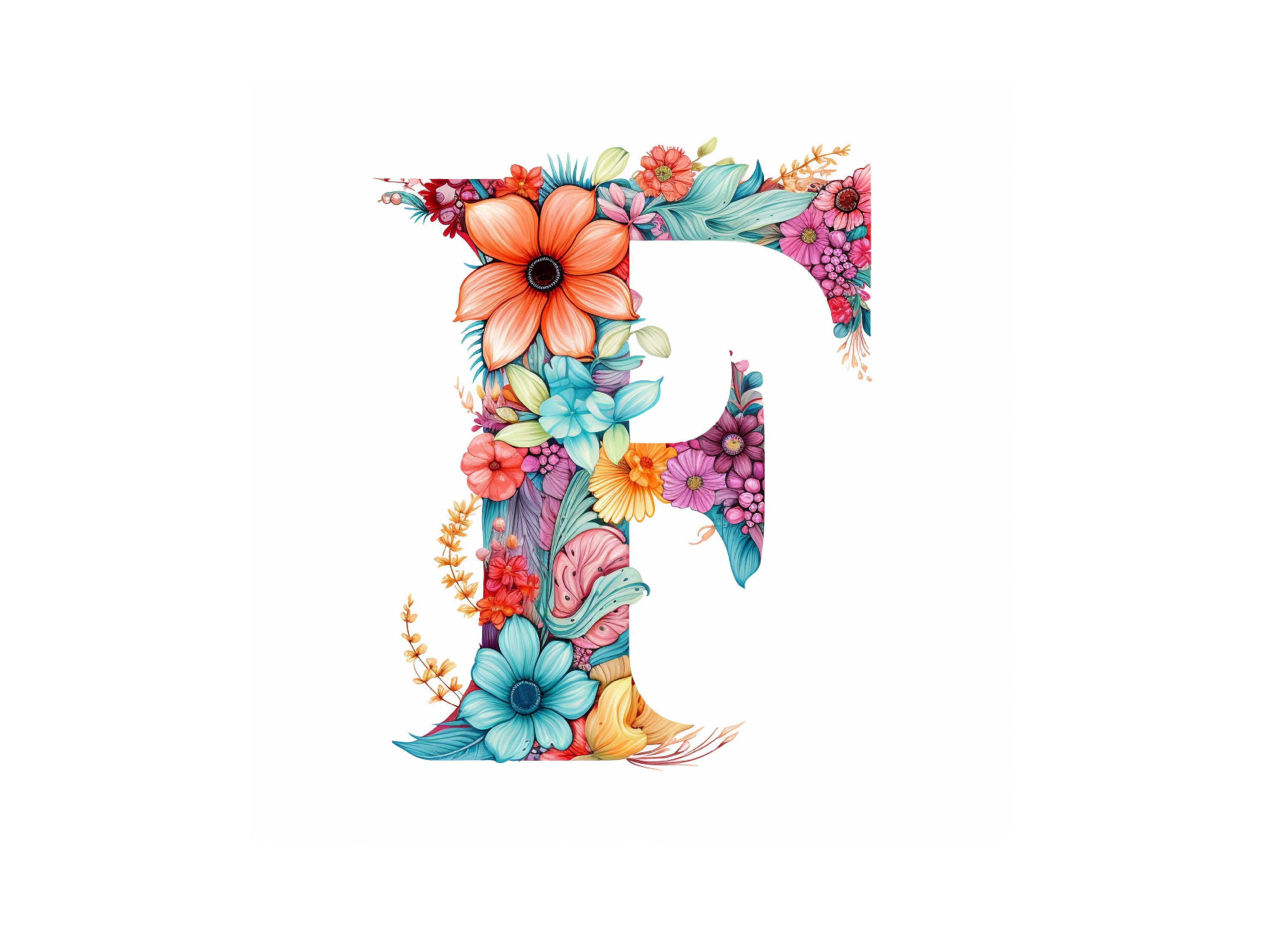 Letter F, Flowers, Beautiful Alphabet F, Alphabet, PDF, Digital Letters ...