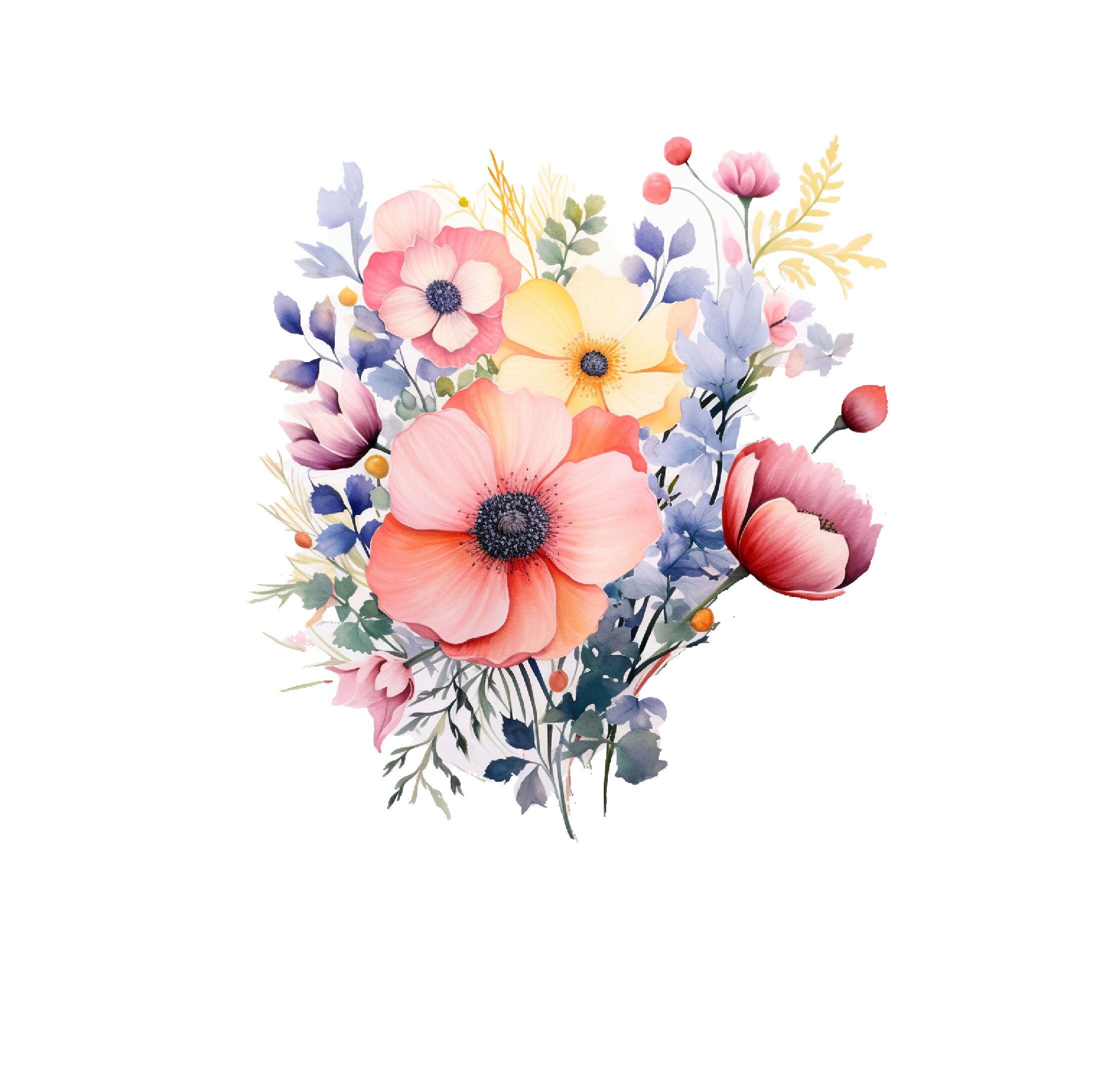 Flowers, Watercolor, Watercolor Clipart, Flower Arrangement Clipart - Etsy