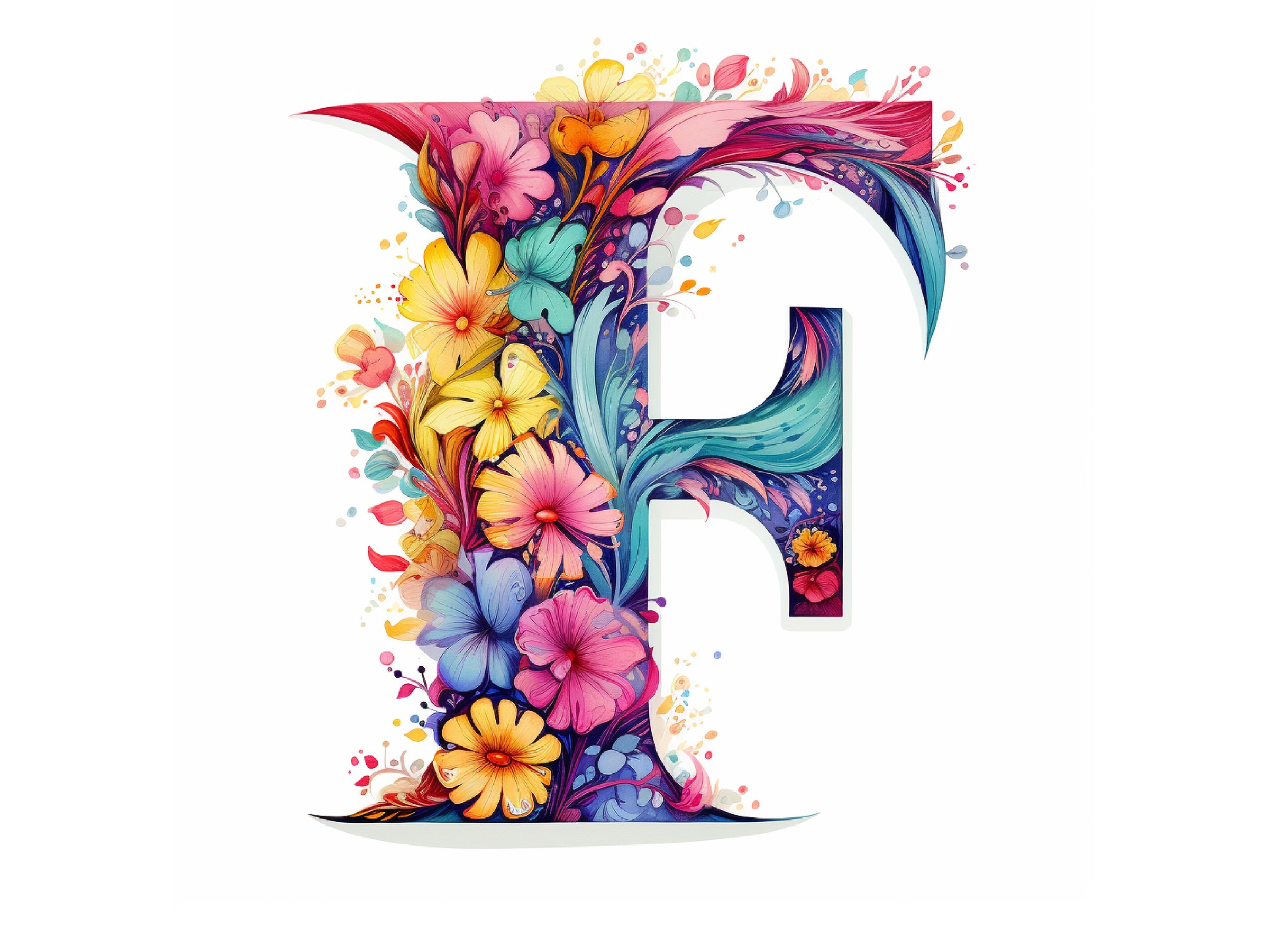 Letter F, Flowers, Beautiful Alphabet F, Alphabet, PDF, Digital Letters ...
