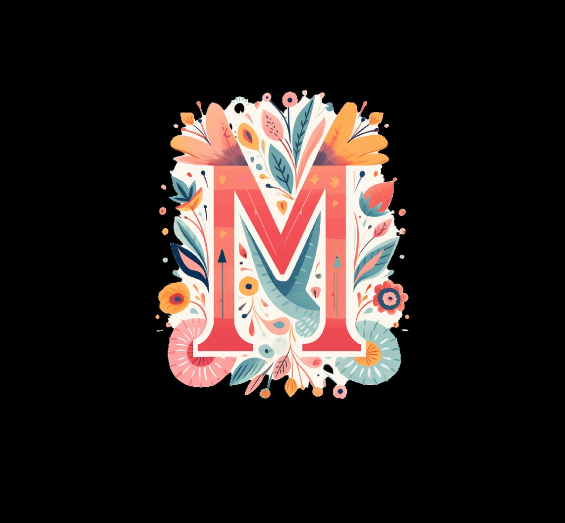 Floral Pastel Letter M Clipart, Letter Clipart, Pastel Clipart - Etsy